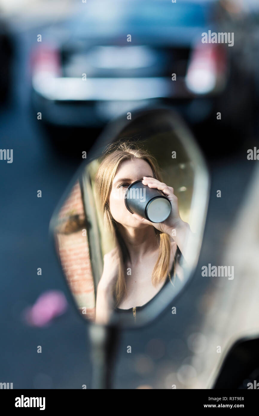 Woman traveler drinks coffee hi-res stock photography and images - Alamy