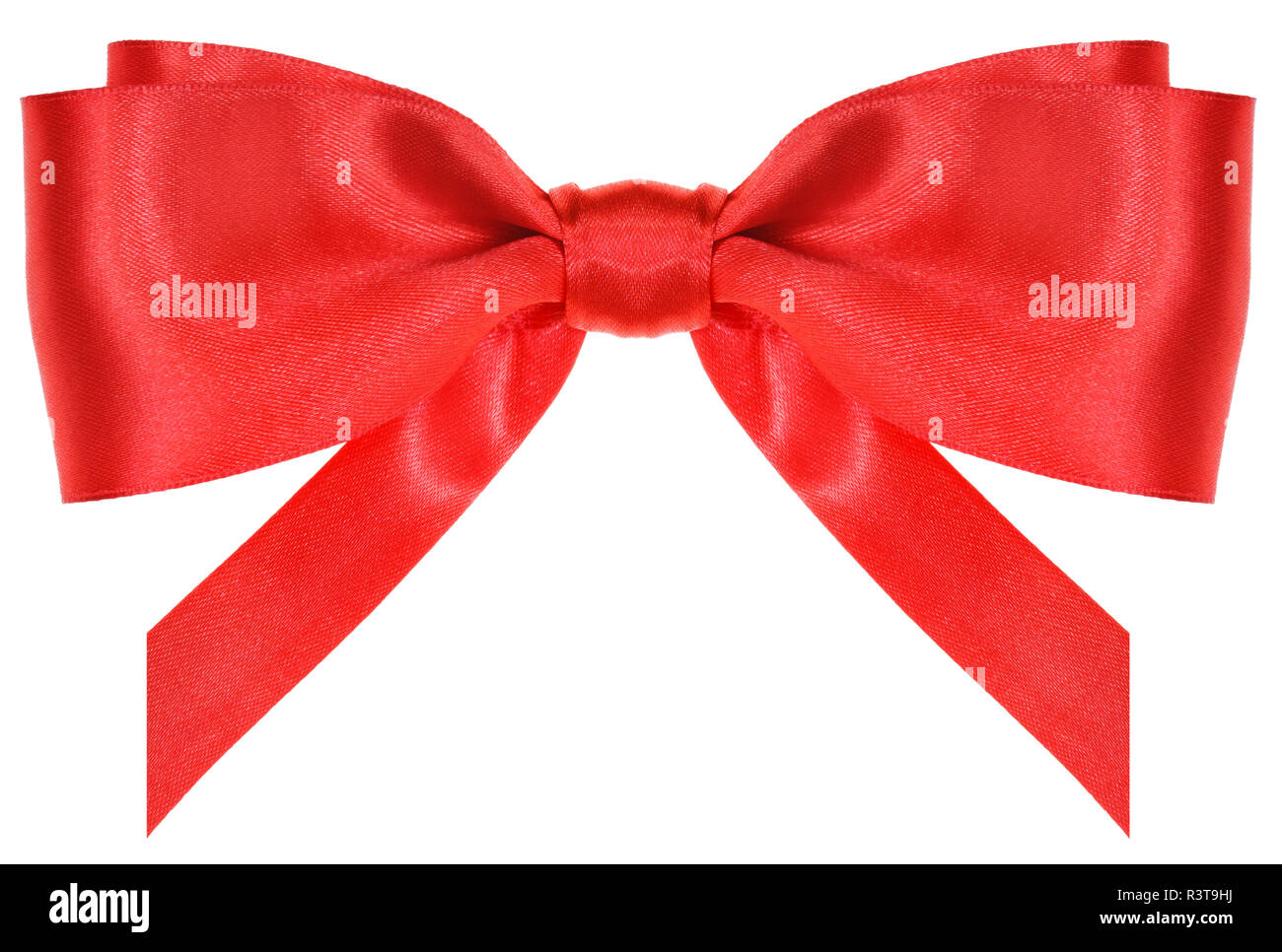 symmetrical red silk bow with vertically cut ends Stock Photo - Alamy