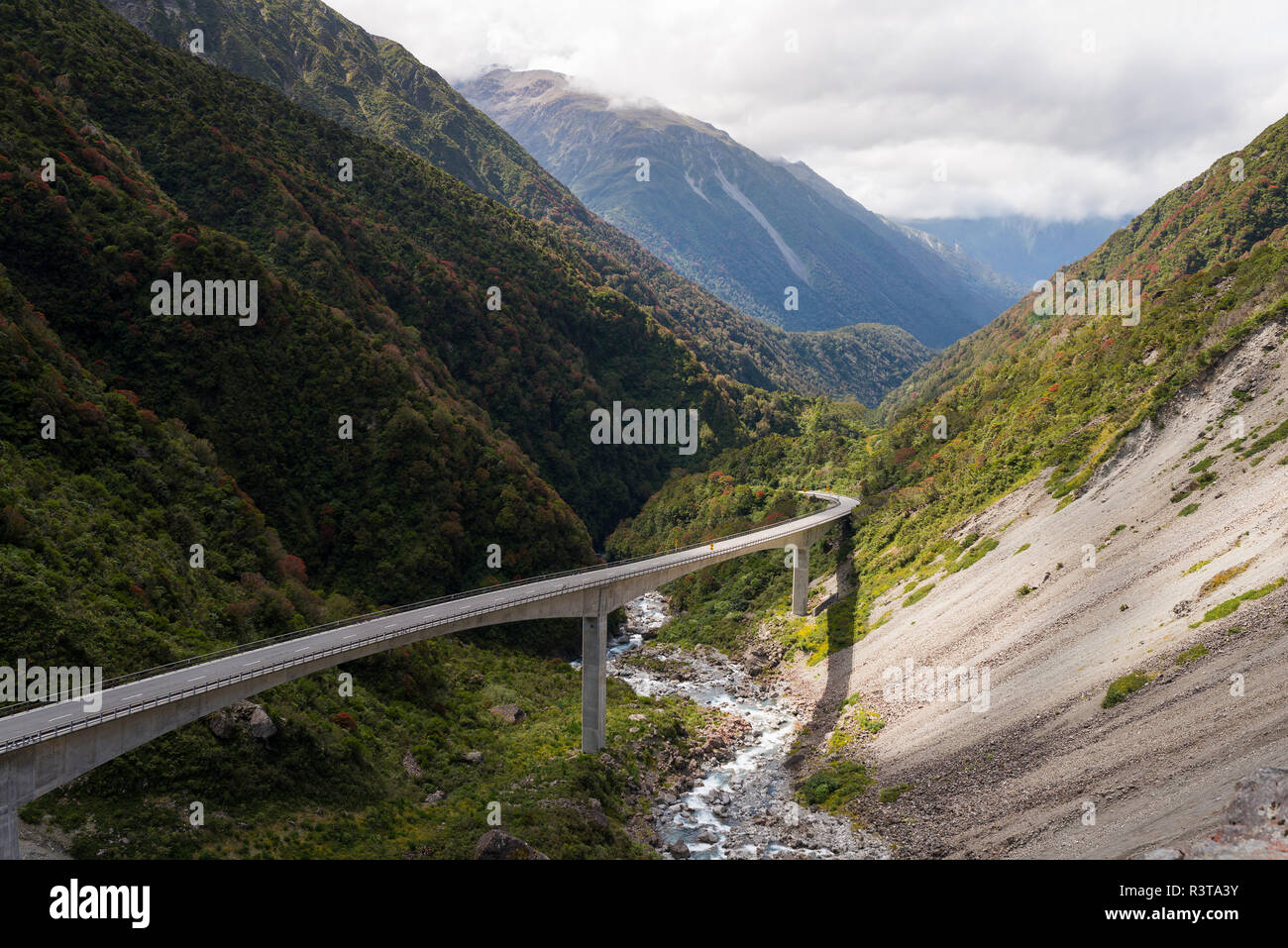 New Zealand, South Island, Southern Alps, Arthur's Pass Bridge Stock ...