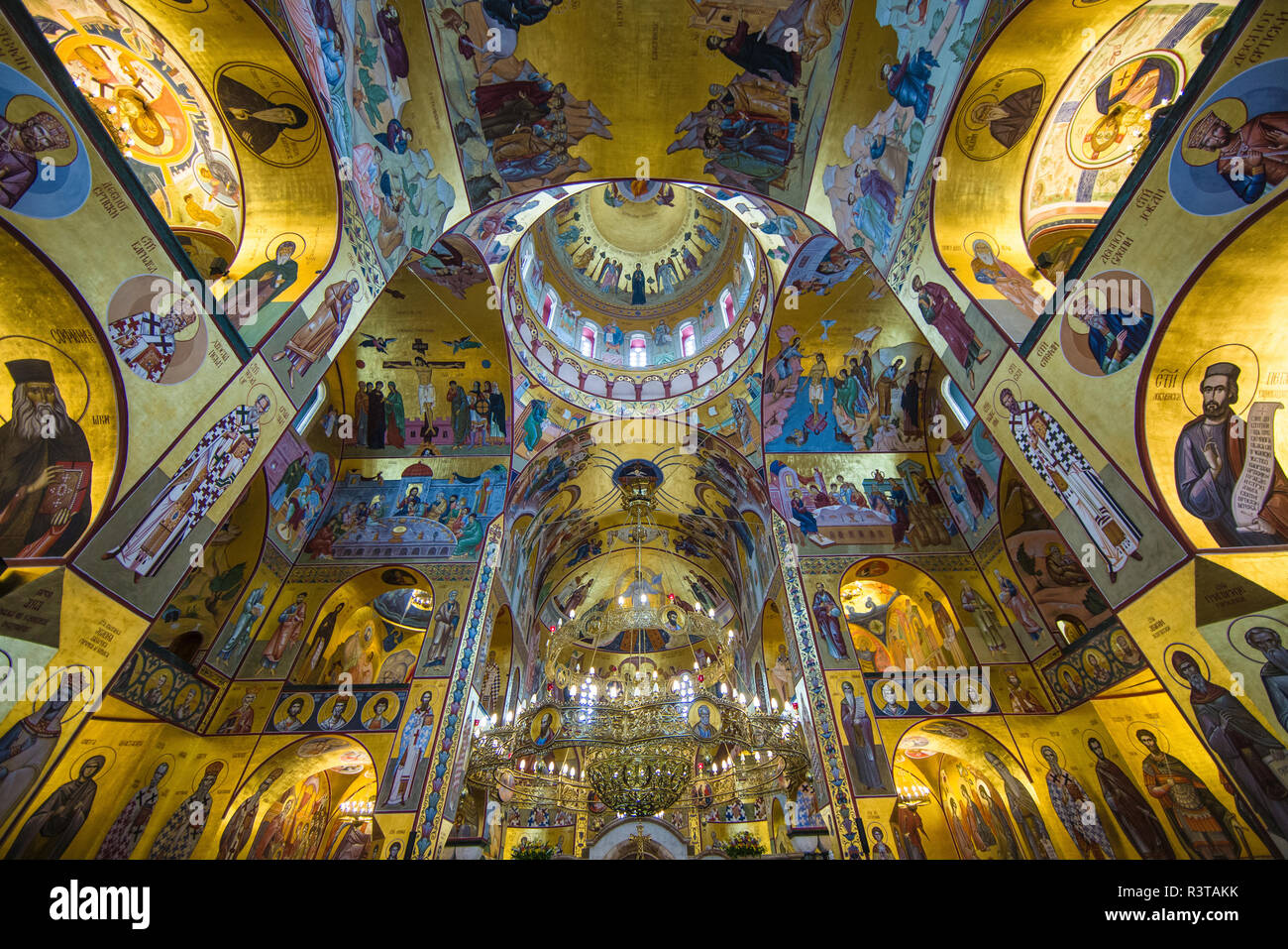 Montenegro, Podgorica. Interior of Serbian Orthodox Church. Credit as ...