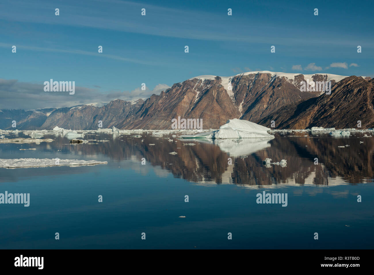 Eastern Greenland, Scoresbysund, aka Scoresby Sund. Scenic ice filled ...