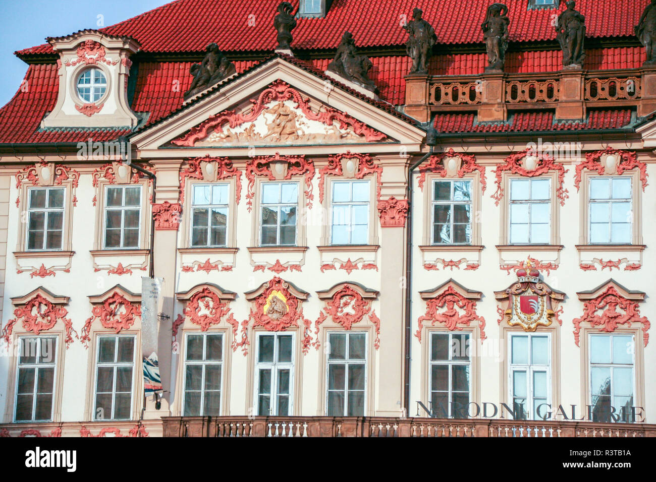 At Prague, Czech Republic - On 07/23/2015 - rococo facade of Kinský ...