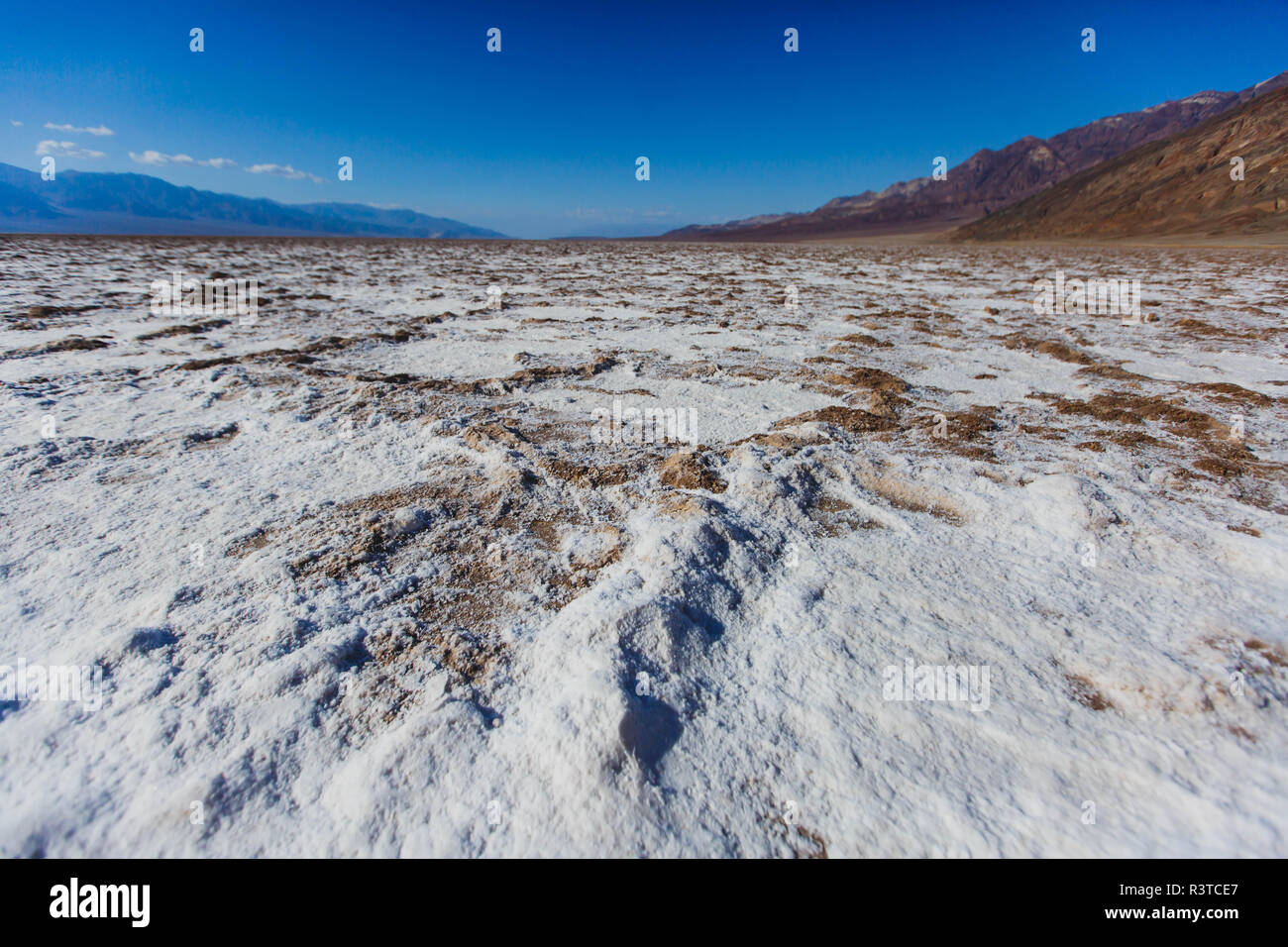Vibrant view of Badwater basin, endorheic basin in Death Valley ...