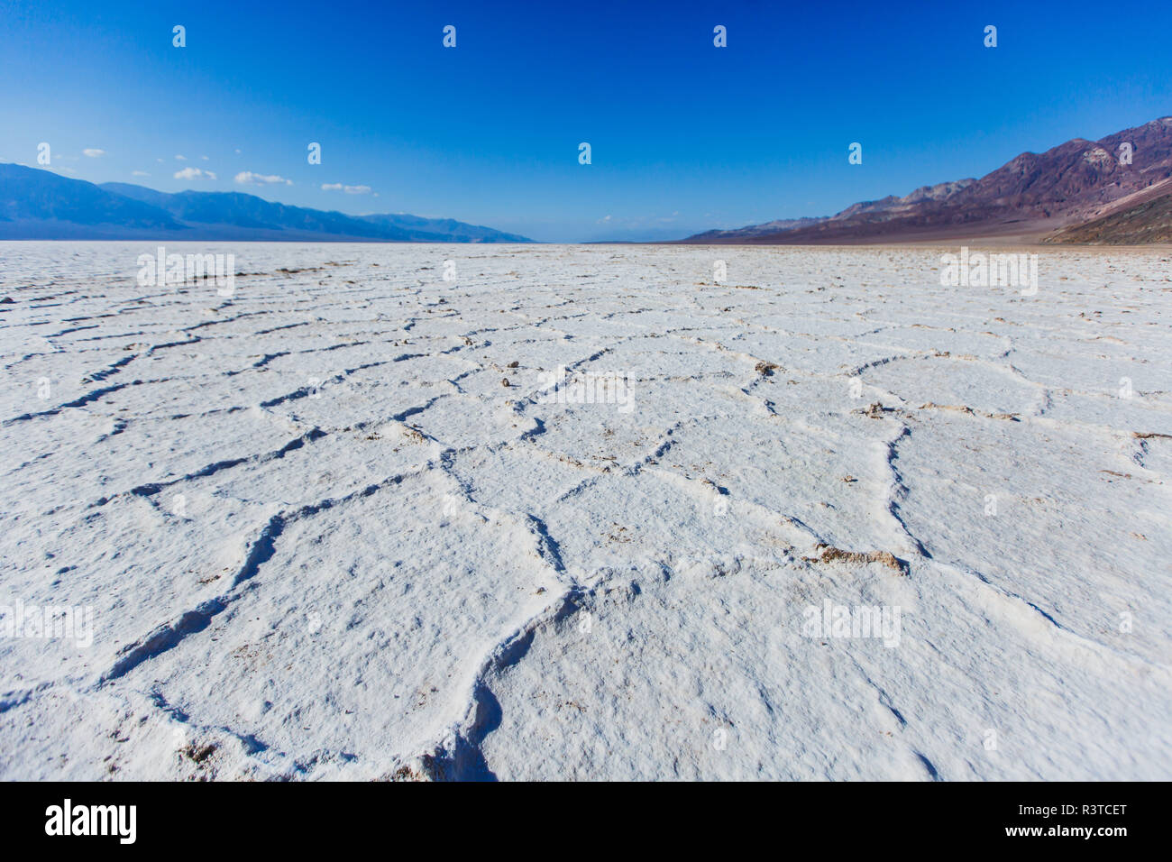 Vibrant view of Badwater basin, endorheic basin in Death Valley ...