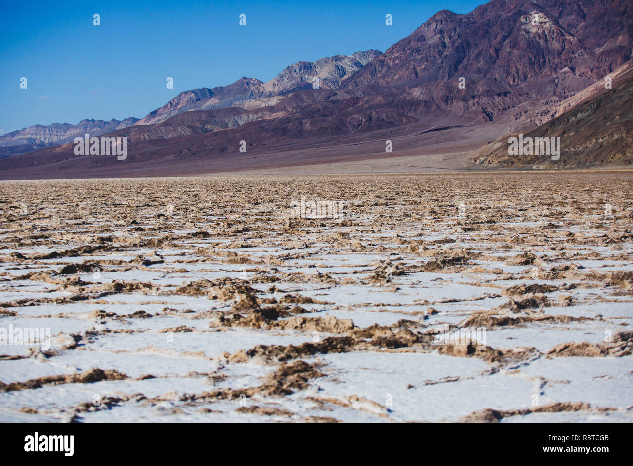 Vibrant view of Badwater basin, endorheic basin in Death Valley ...