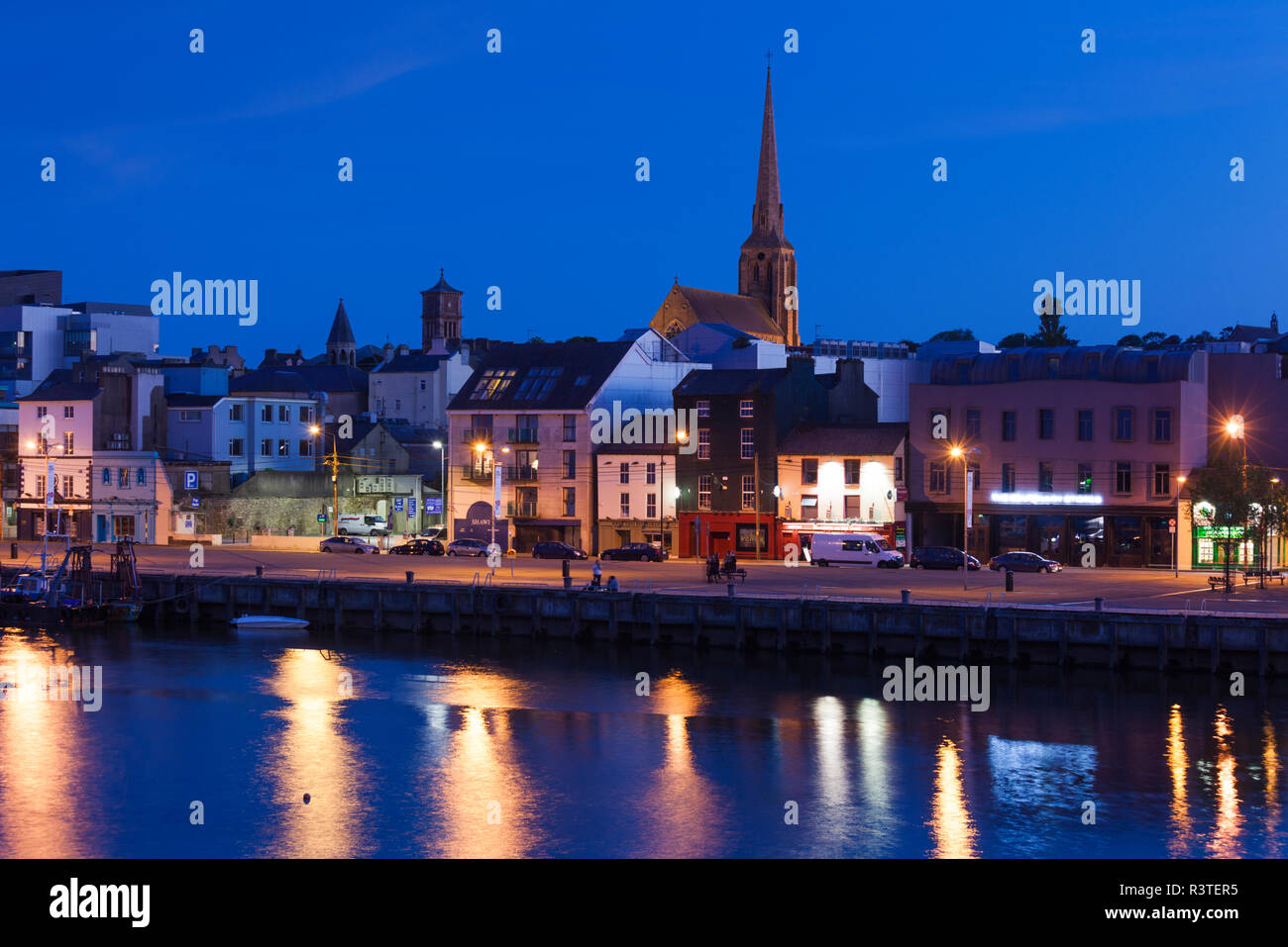 Ireland, County Wexford, Wexford Town, riverfront view, dusk Stock ...