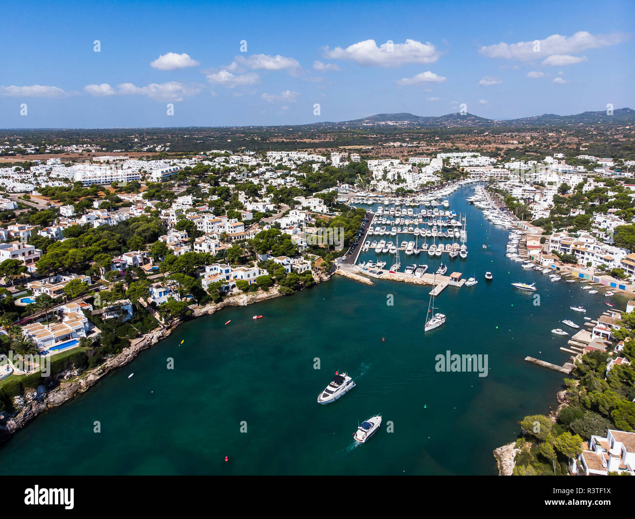 Spain, Balearic Islands, Mallorca, Coast of Cala d'or and bay Cala ...