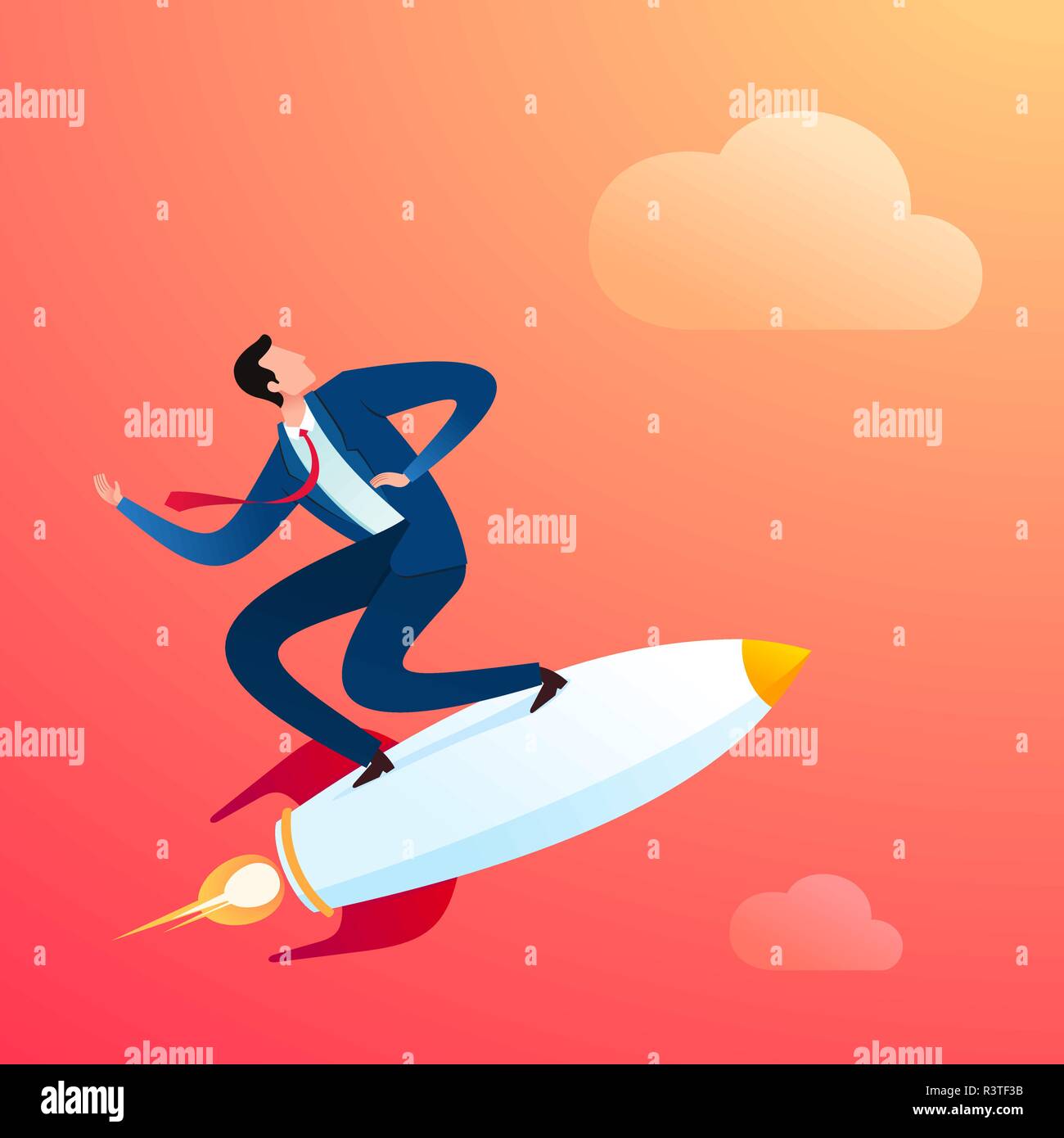 young businessman ride a super fast rocket Stock Vector Image & Art - Alamy