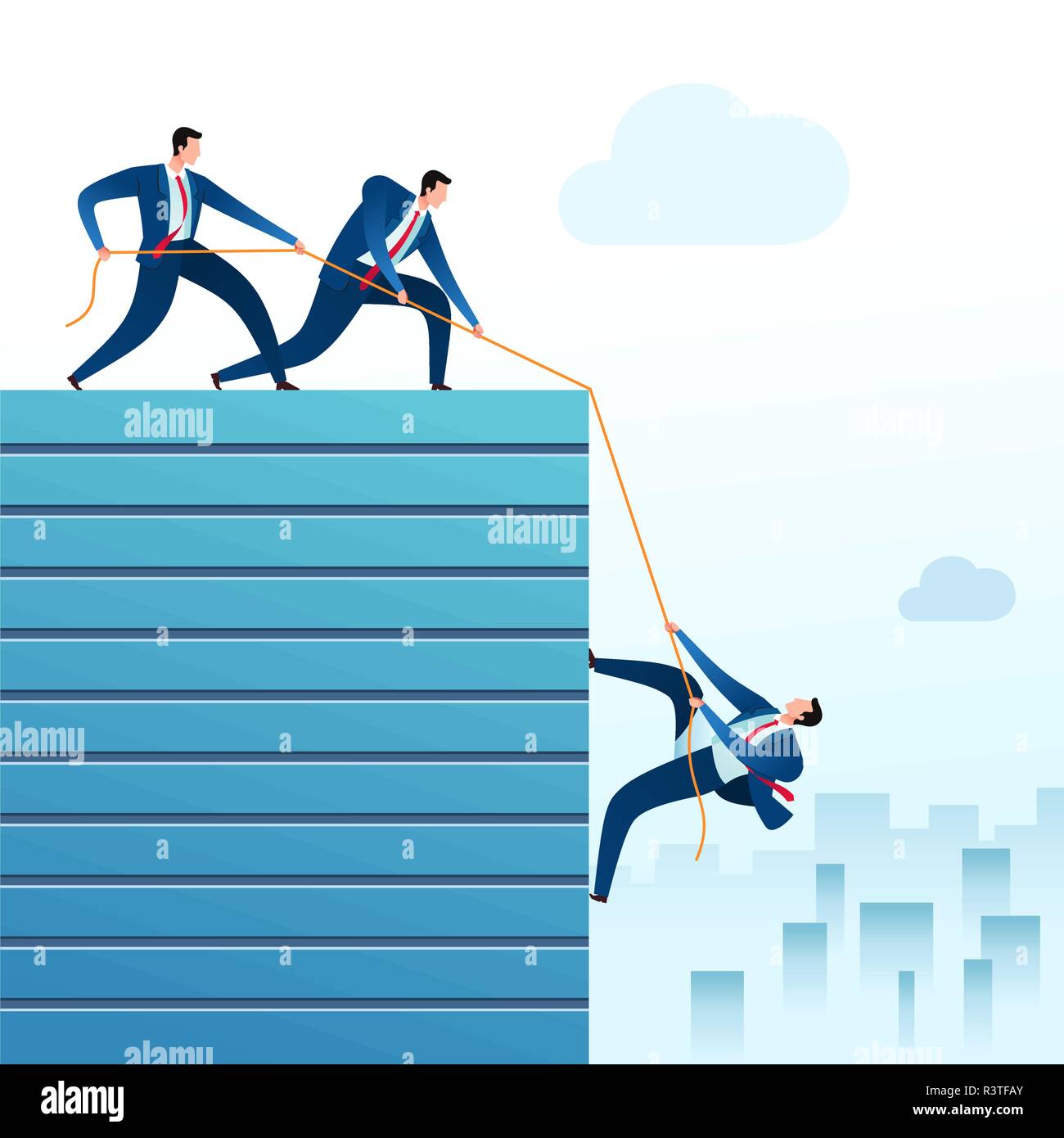 helping a team member to reach top position Stock Vector Image & Art ...