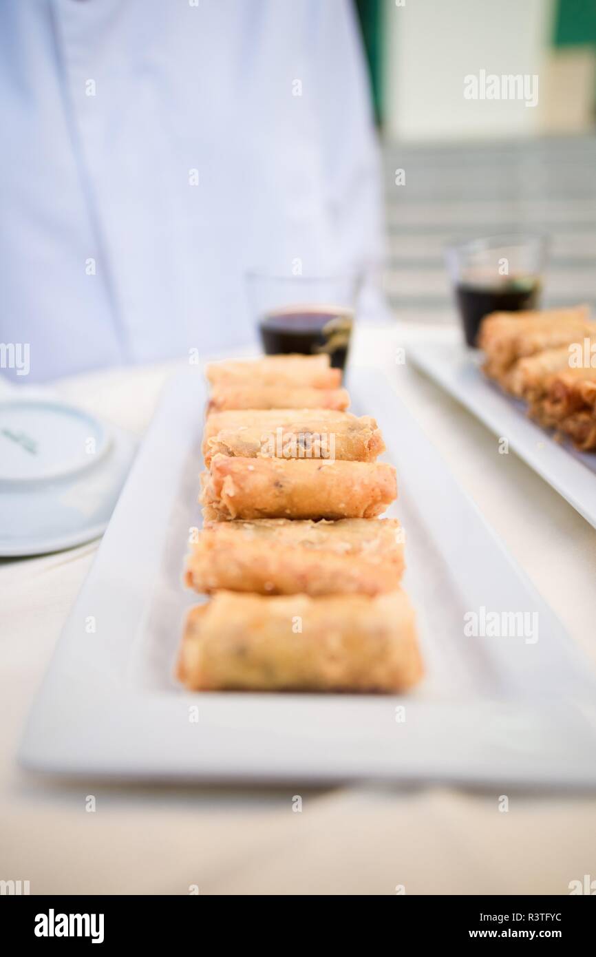 Catering services with snacks, appetizers and entrees in the restaurant ...