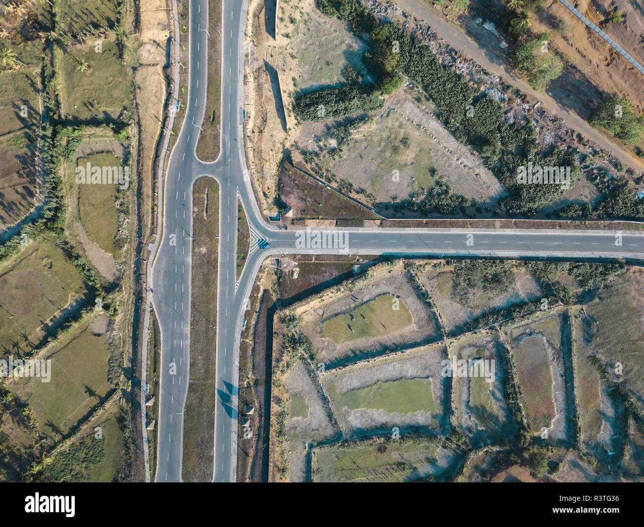 Indonesia, Lombok, Aerial view of Kuta Mandalika, road from above Stock ...