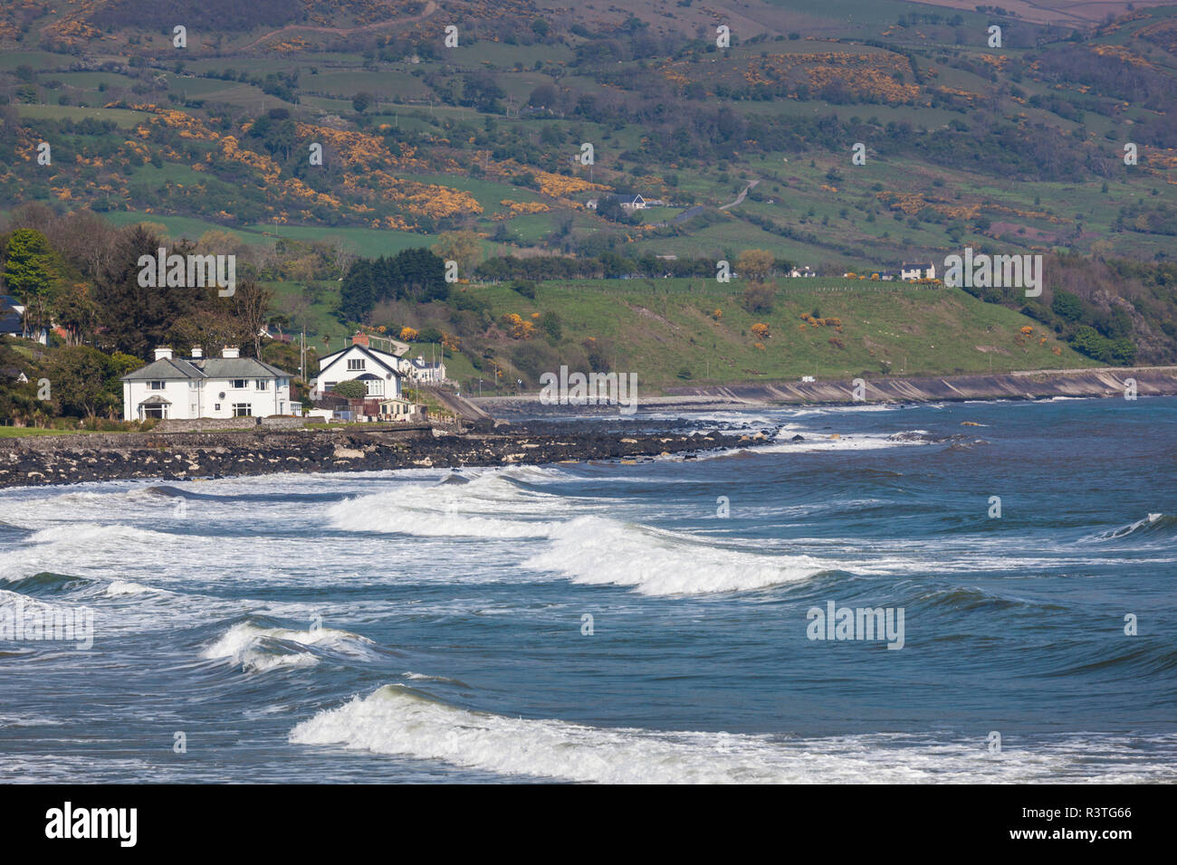 UK, Northern Ireland, County Antrim, Ballygalley, beachfront Stock ...