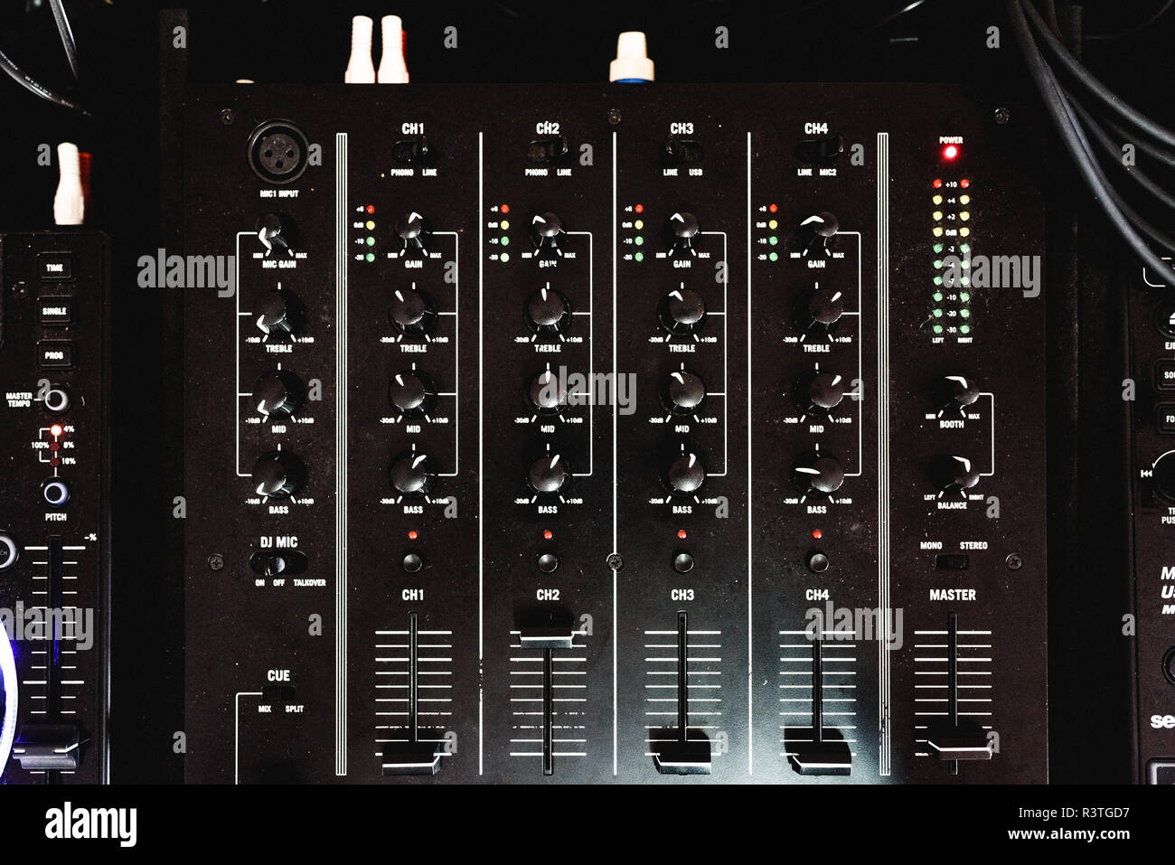 Control panel with sliders of an audio mixer for DJ Stock Photo - Alamy