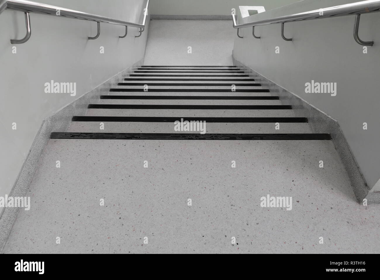 terrazzo floor stairs walkway down. select focus with shallow depth of ...