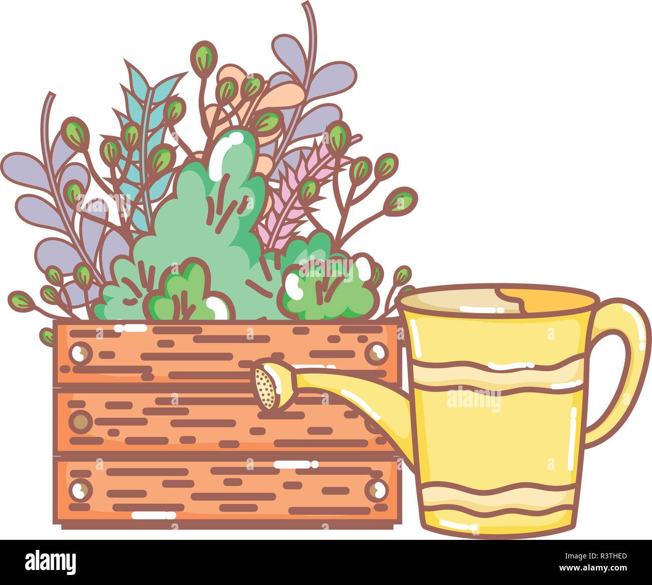 gardener shower sprinkler with flowers vector illustration design Stock ...