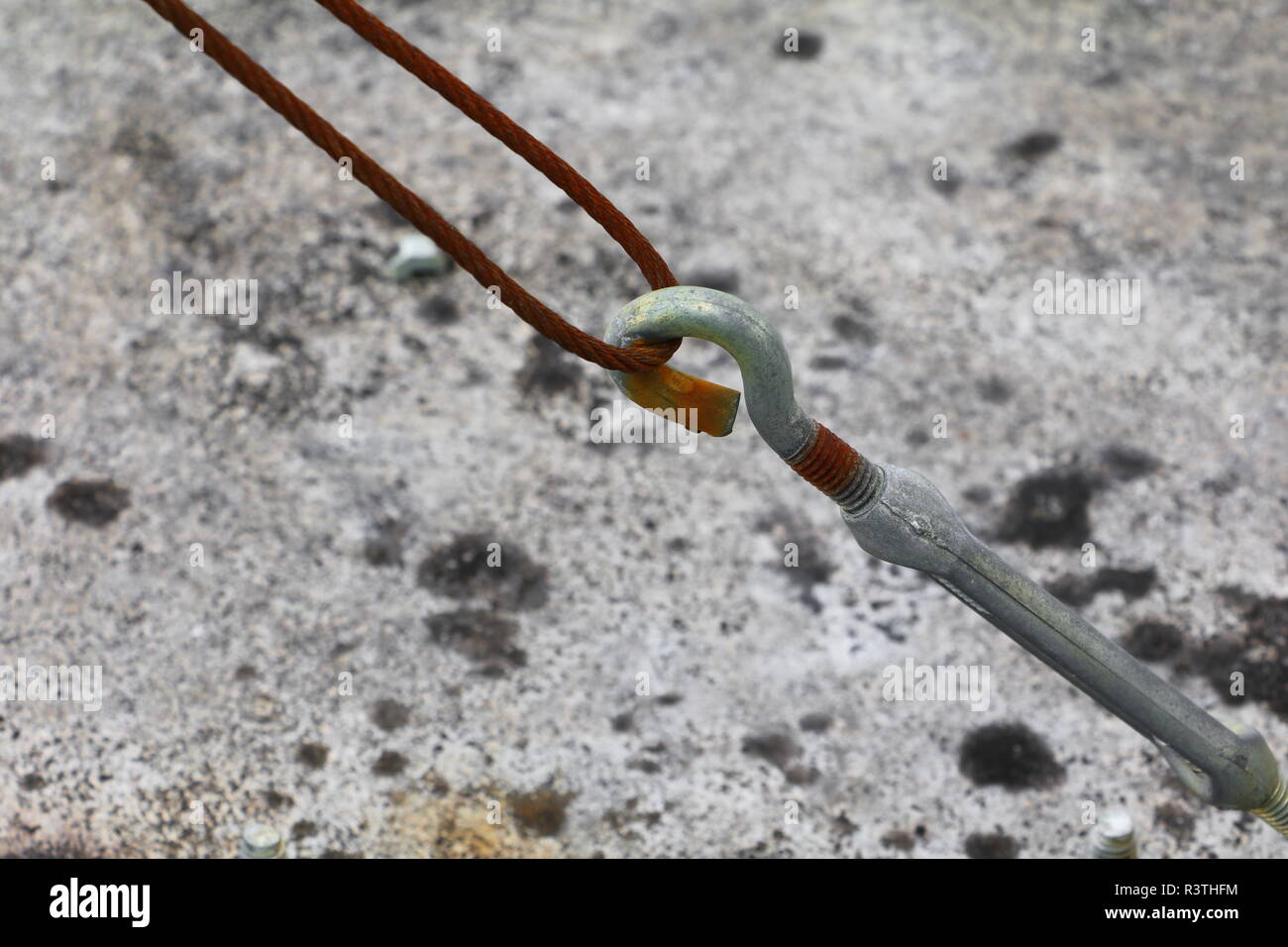 wire rope sling old connection of rusty steel select focus with shallow ...