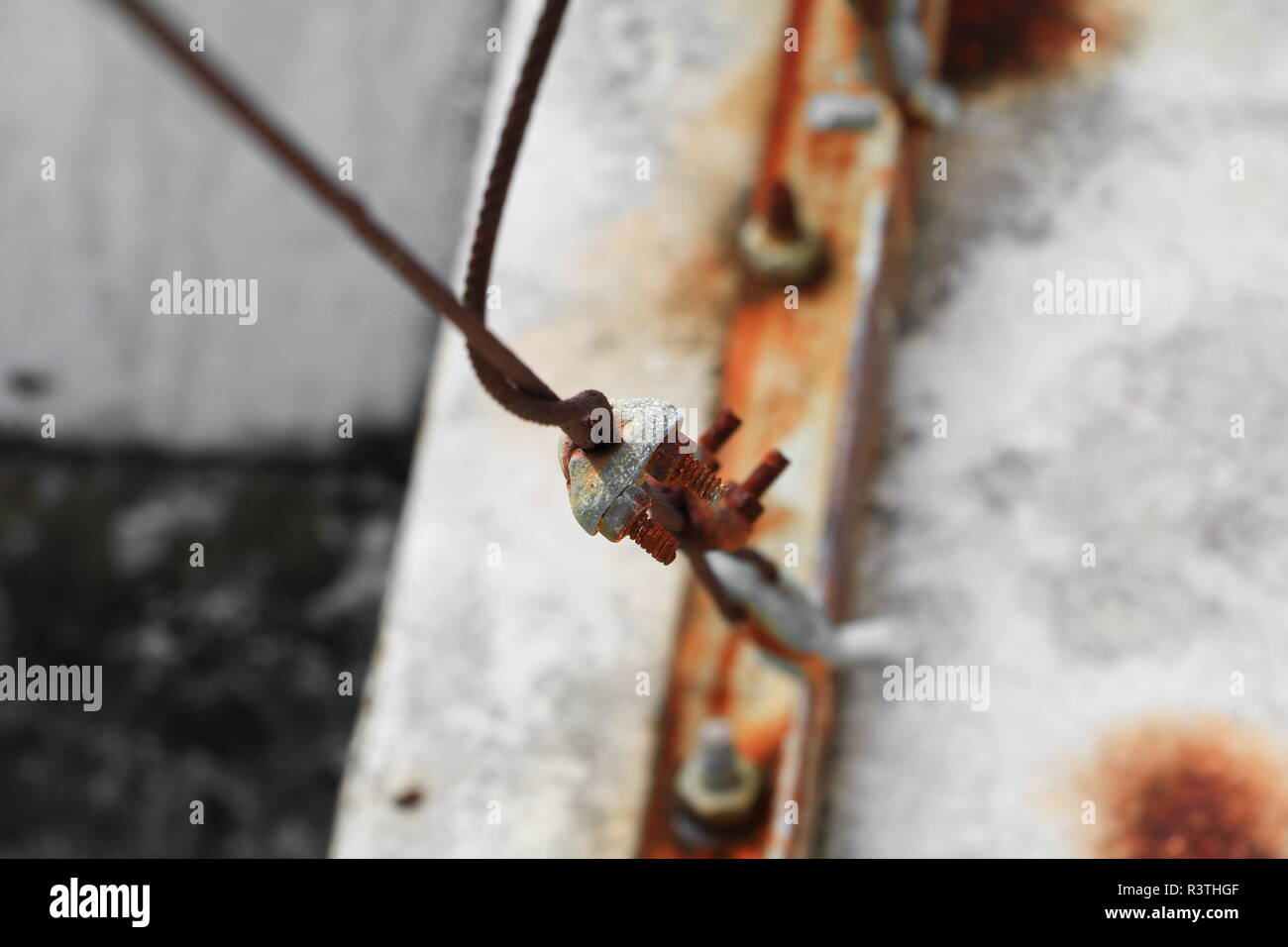 wire rope clip rust old, connection of sling cable select focus with ...