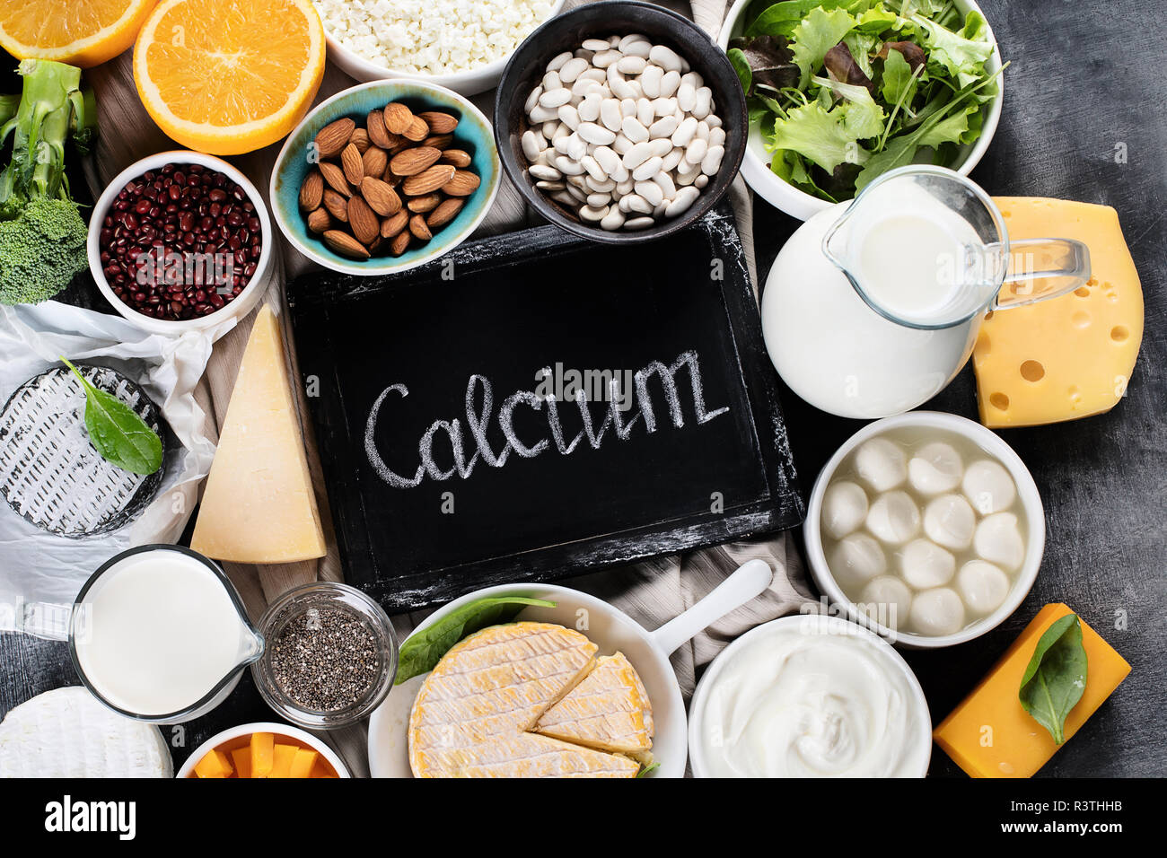 Foods rich in calcium. Healthy food. Top view Stock Photo - Alamy