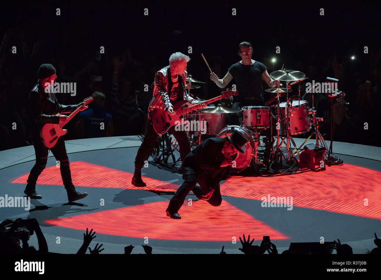 U2 performing at the O2 Arena London on 23 October 2018 as part of ...