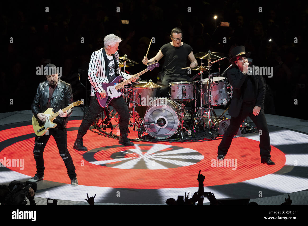 U2 performing at the O2 Arena London on 23 October 2018 as part of ...