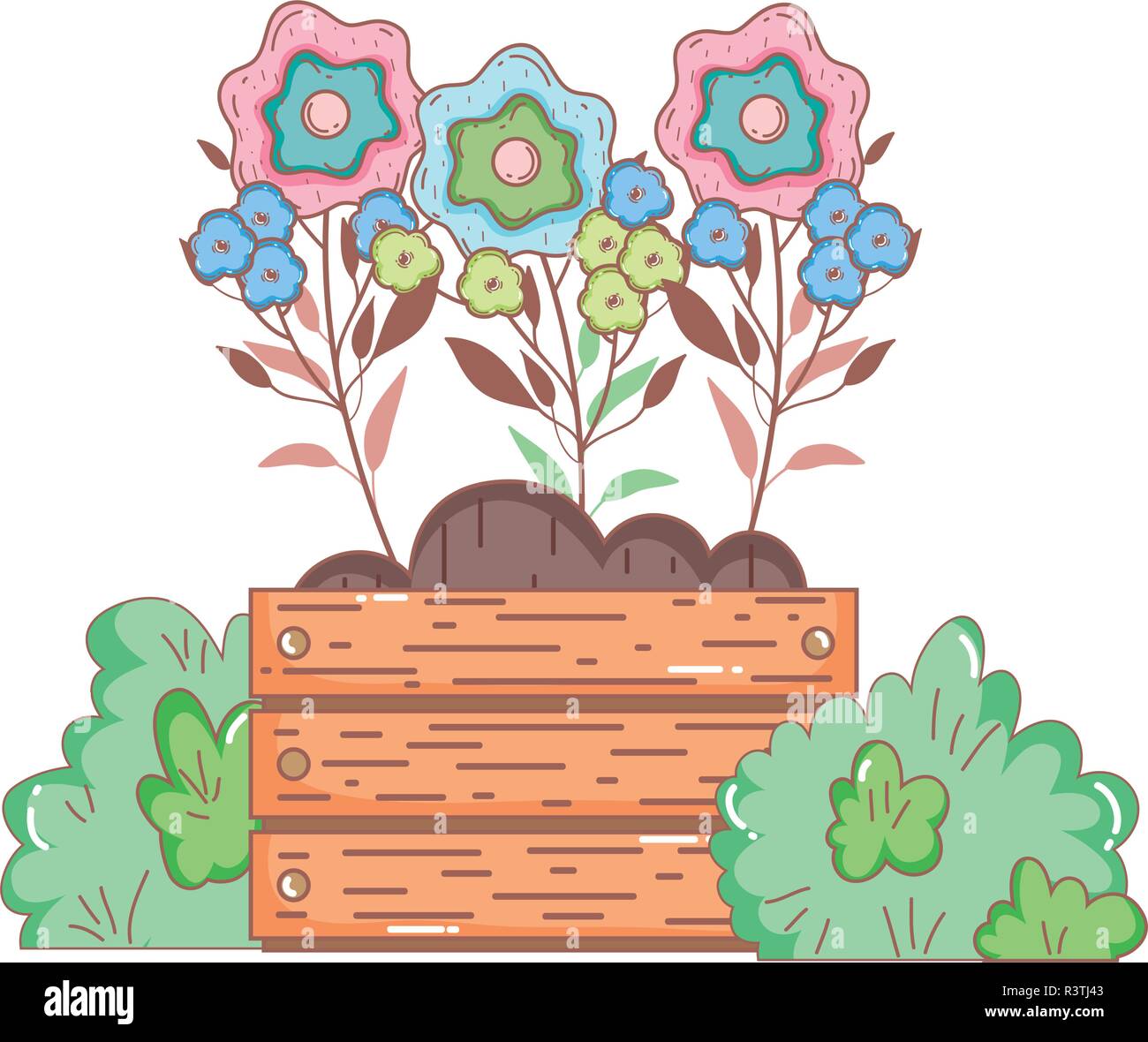 garden bush with flowers vector illustration design Stock Vector Image ...