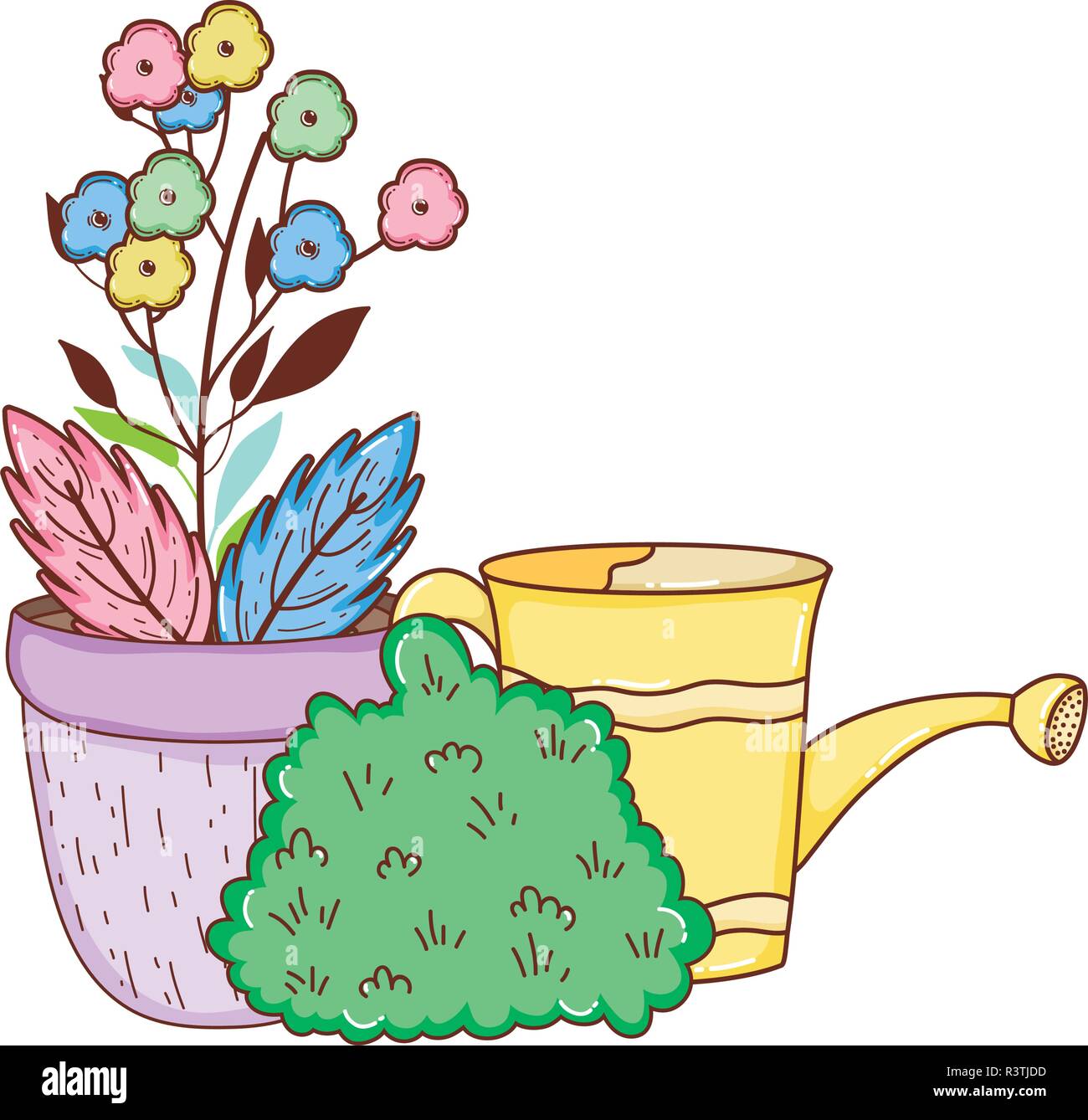 gardener shower sprinkler with flowers vector illustration design Stock ...