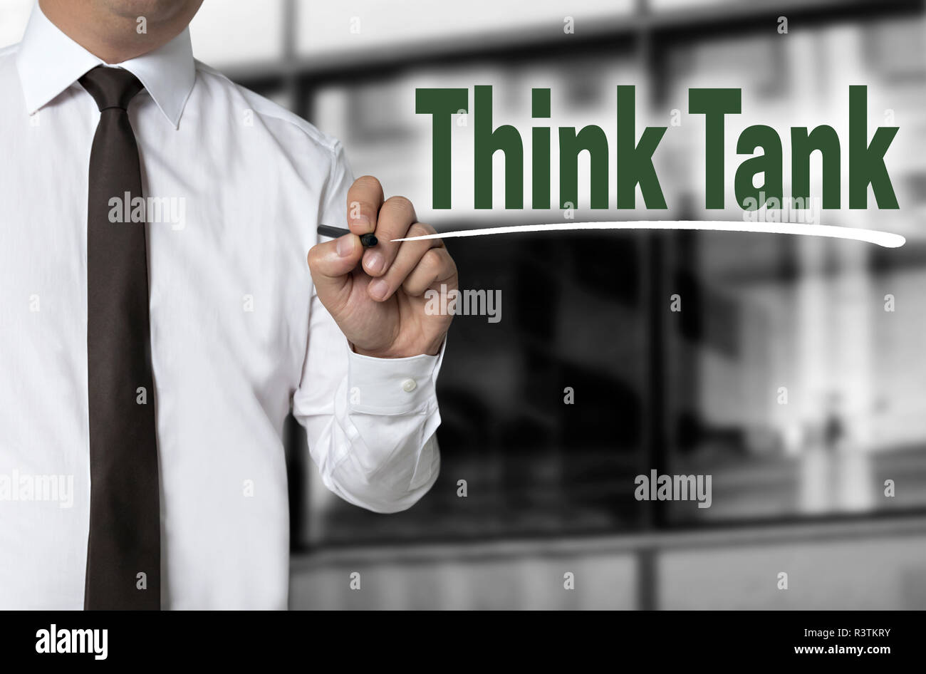 think tank is written by businessman background concept Stock Photo - Alamy