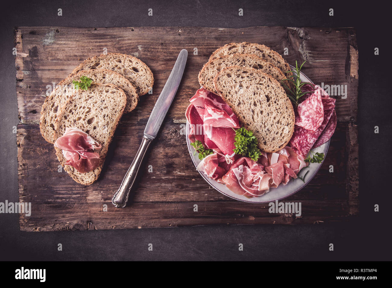 Sliced prosciutto rosemary bread hi-res stock photography and images ...