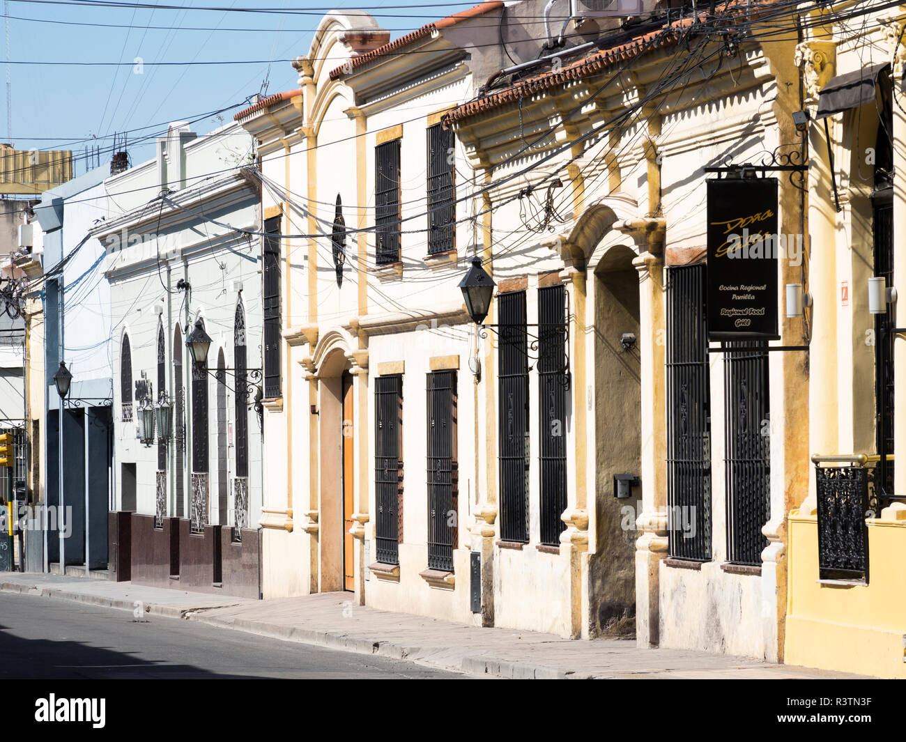 Streets in the town center. Town of Salta, located in the foothills of ...