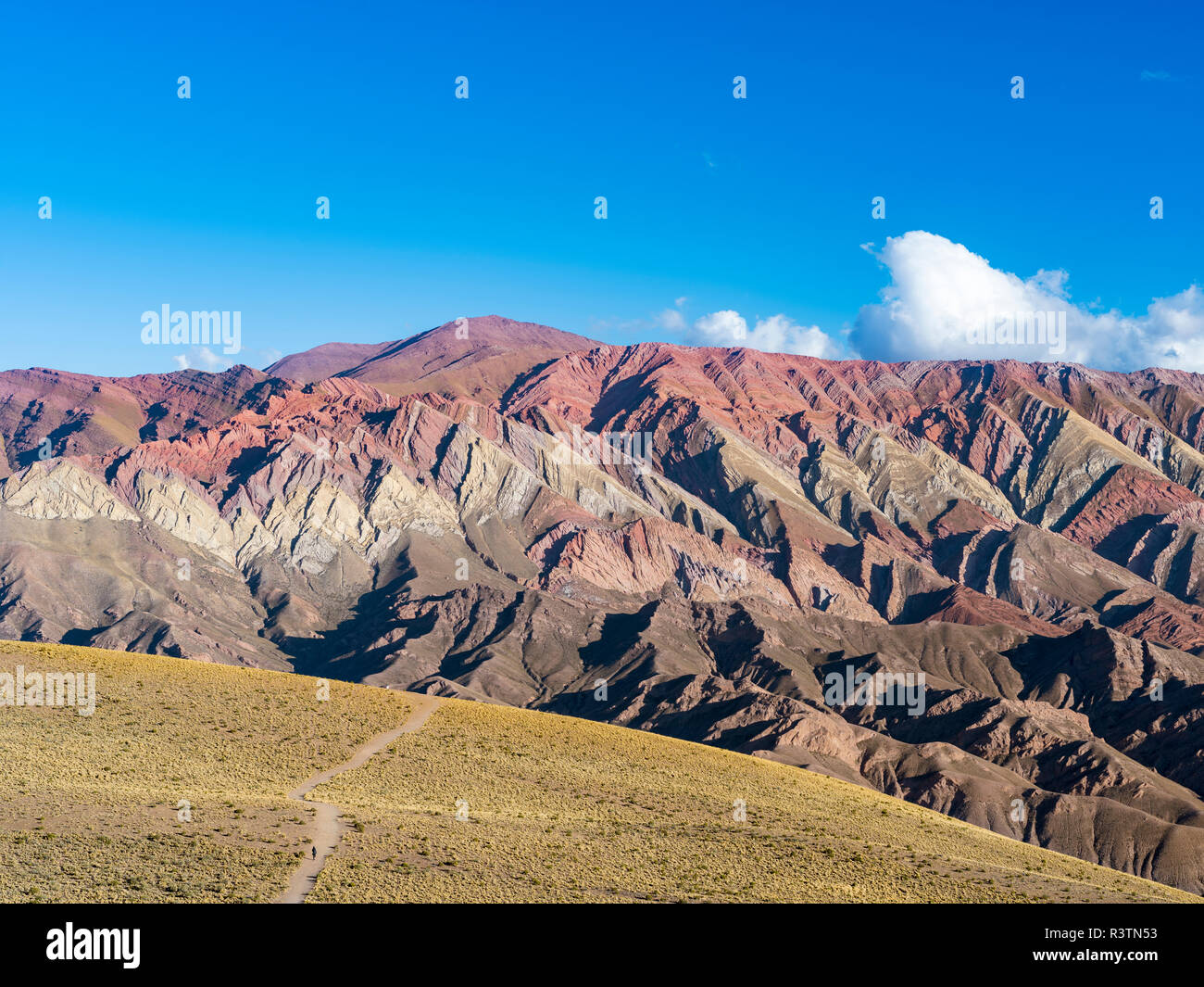 Iconic rock formation Serrania de Hornocal in the Quebrada de Humahuaca ...