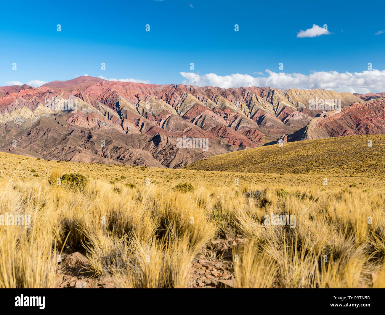 Iconic rock formation Serrania de Hornocal in the Quebrada de Humahuaca ...