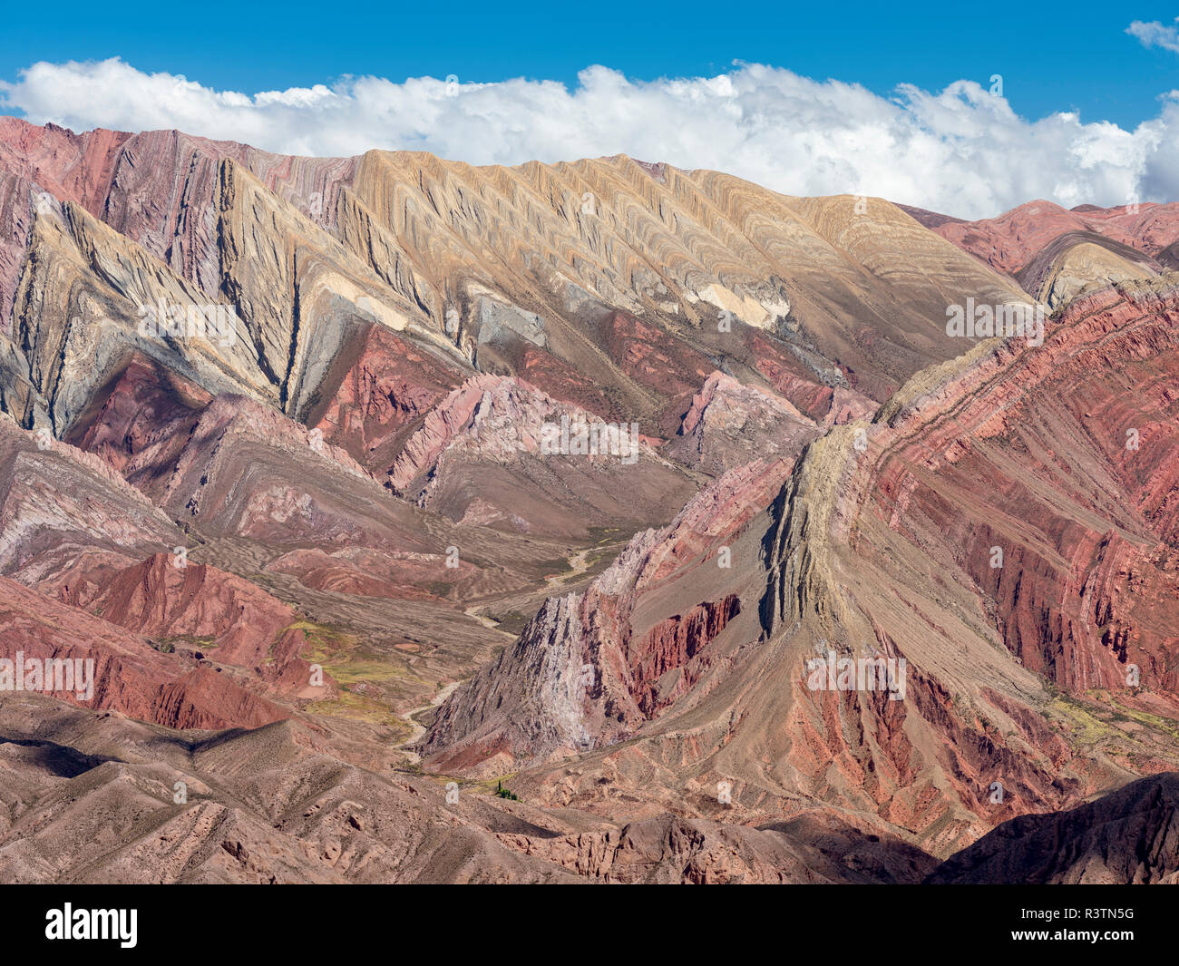 Iconic rock formation Serrania de Hornocal in the Quebrada de Humahuaca ...