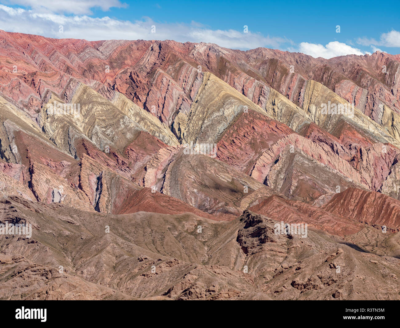 Iconic rock formation Serrania de Hornocal in the Quebrada de Humahuaca ...