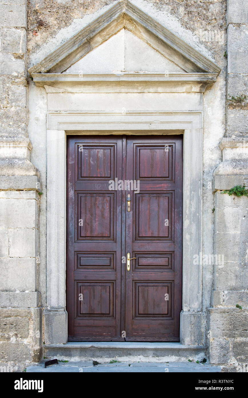 double-wing front door brown Stock Photo - Alamy
