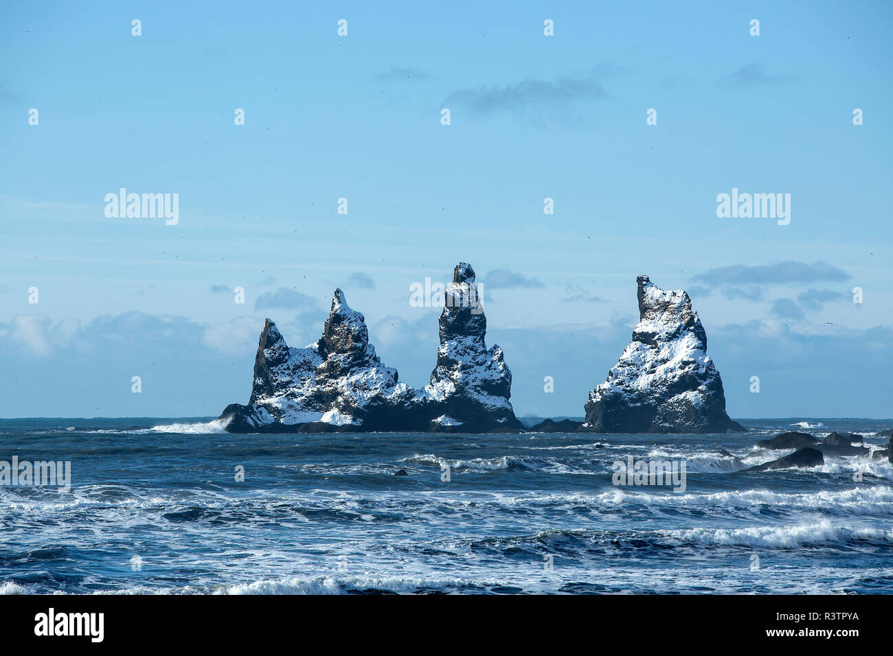 Three pinnacles of Vik, South Iceland Stock Photo - Alamy