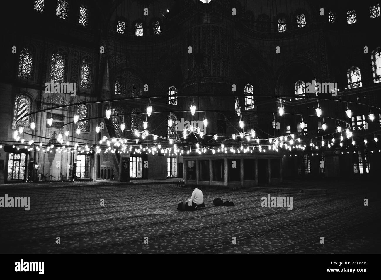 Istanbul, Turkey - April 5, 2012: Lonely believers inside the Blue ...