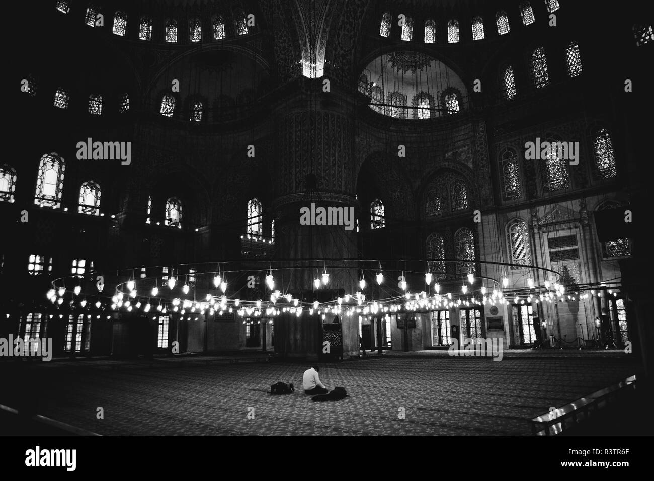 Istanbul, Turkey - April 5, 2012: Lonely believers inside the Blue ...