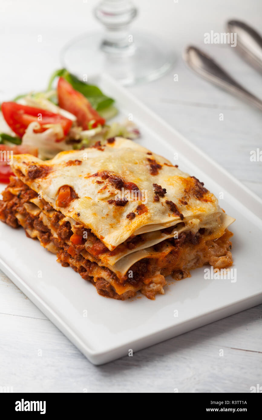 Italian lasagna on square hi-res stock photography and images - Alamy