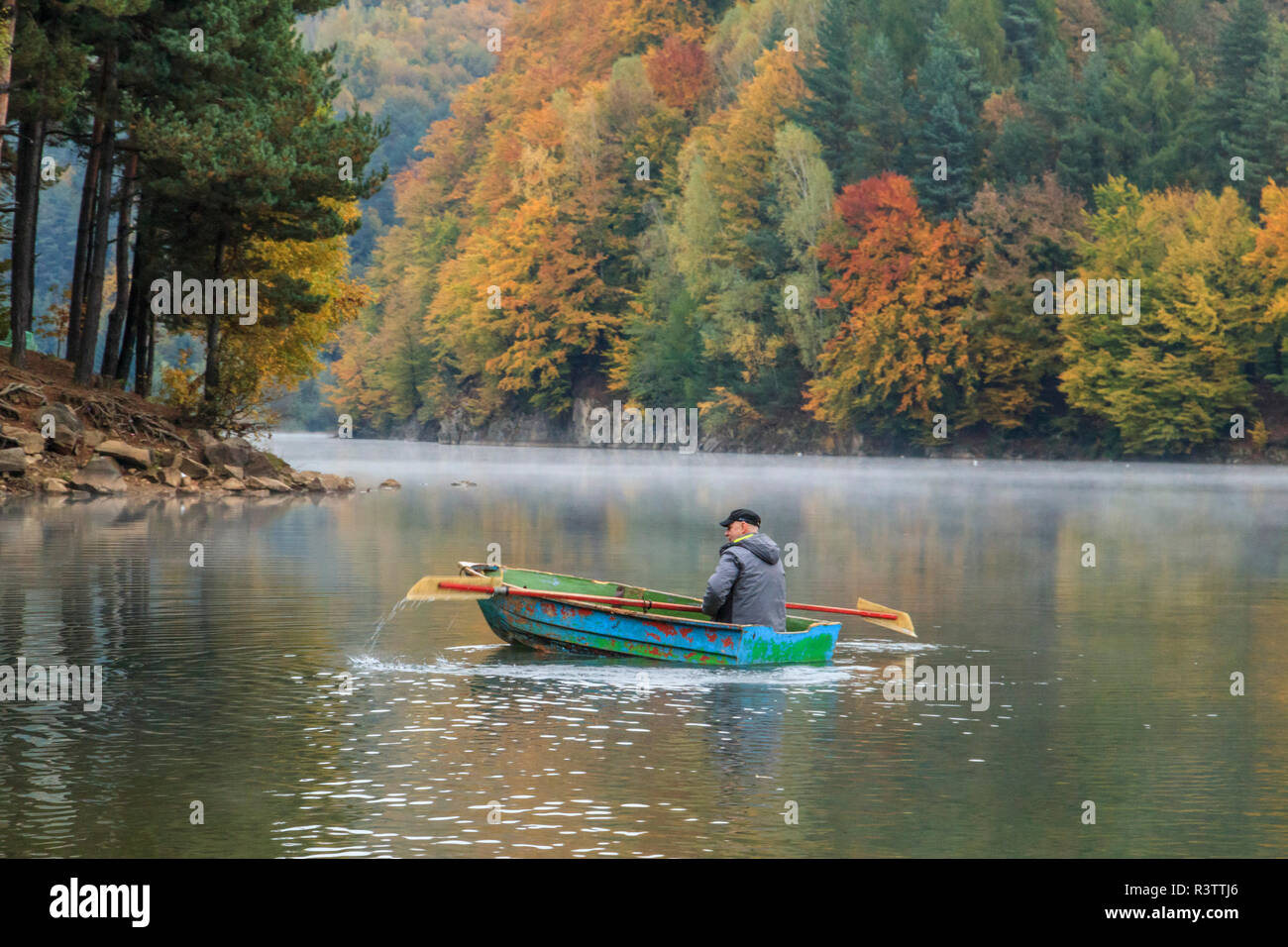Maramures County, Romania. Baia Mare. Firiza. Lake Firiza. Fall color ...