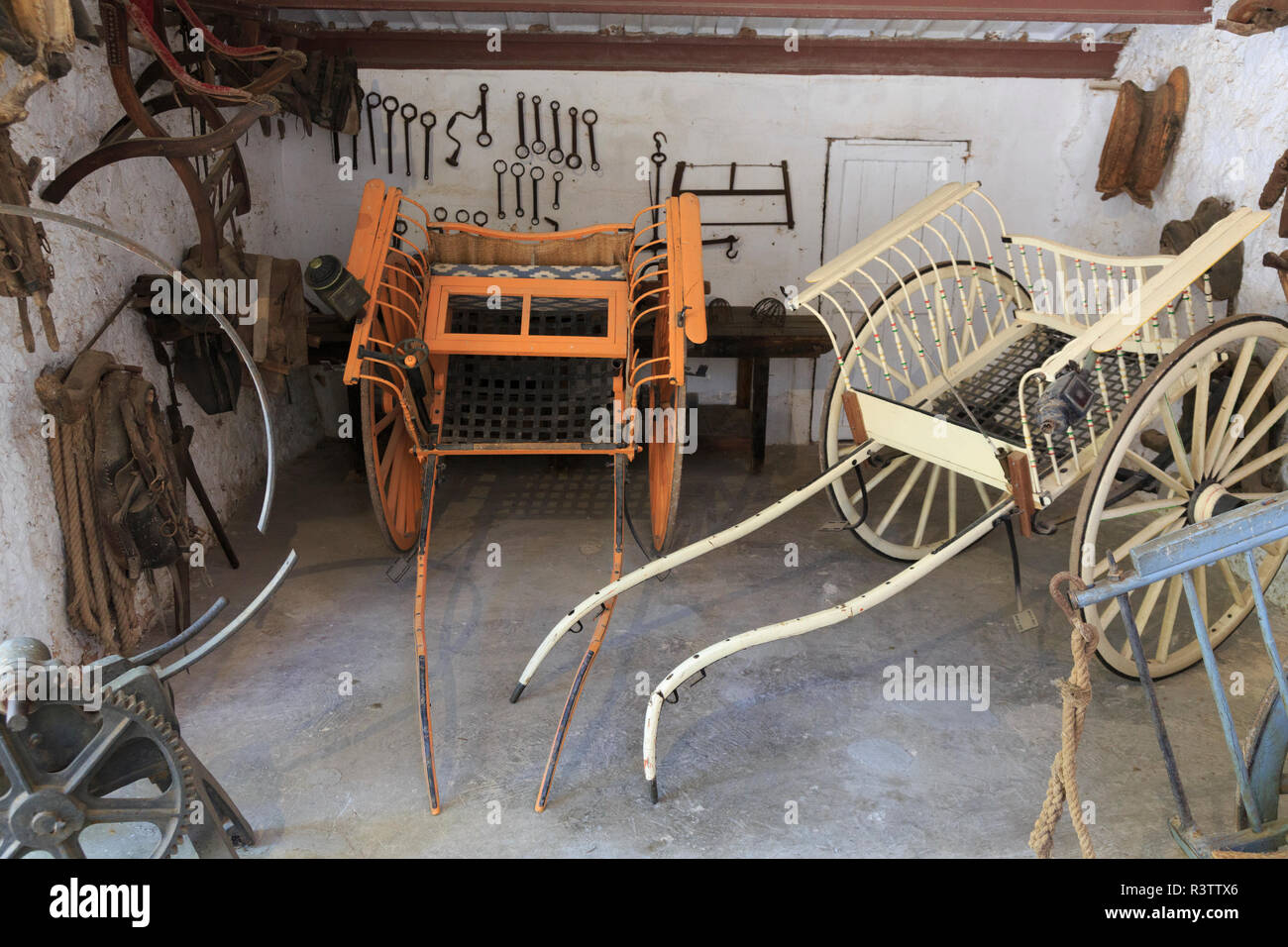 Spain, Balearic Islands, Mallorca. Esporles. carts and wagons ...