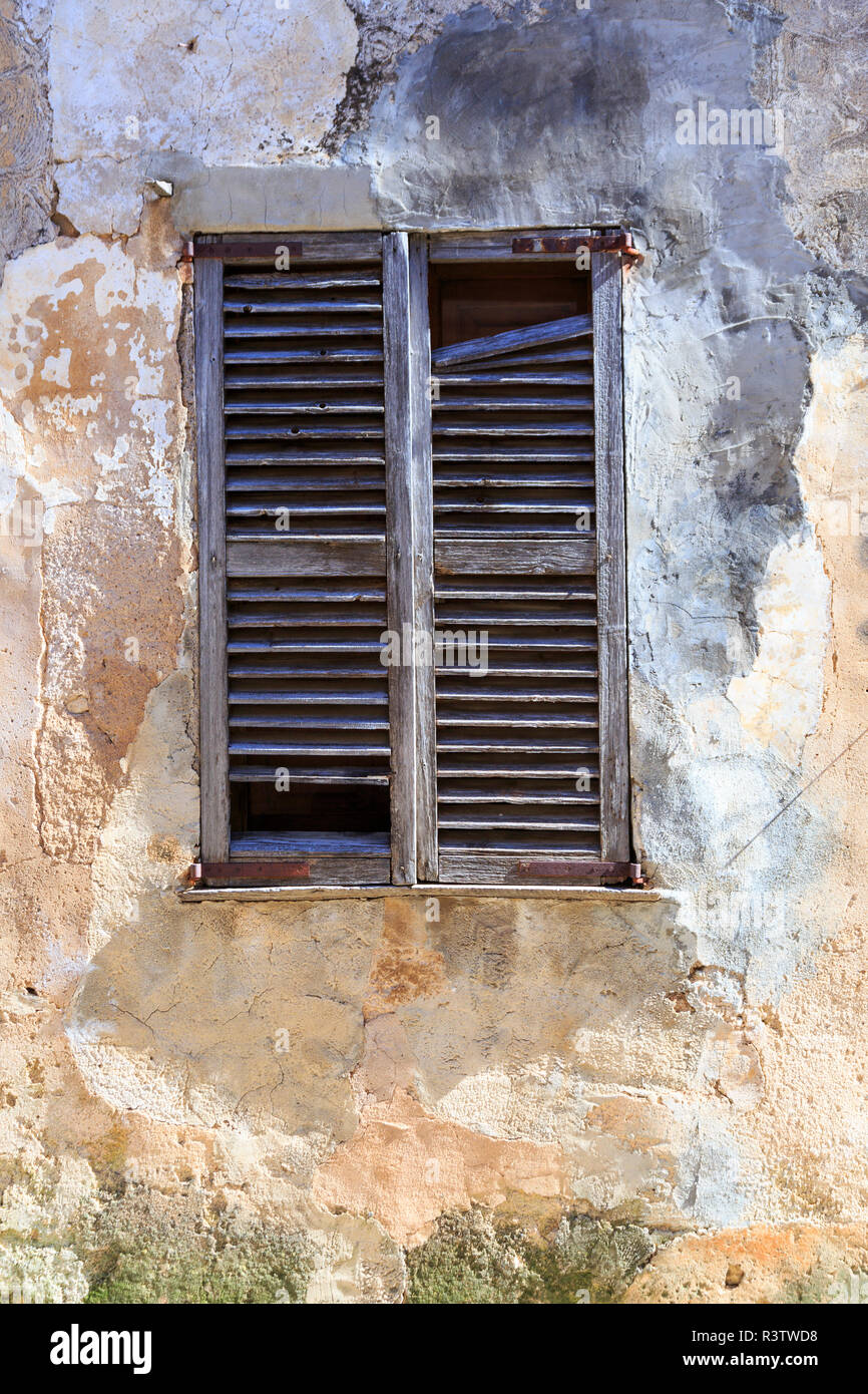 Spain, Balearic Islands, Mallorca. Wood shuttered window Stock Photo ...