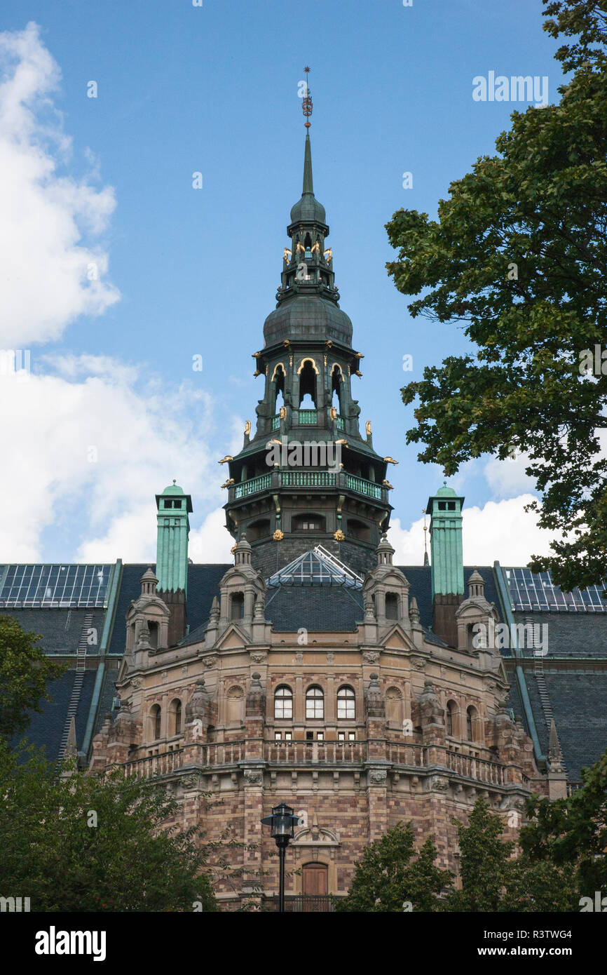 Shot from behind the Nordiska Museum featuring a beautiful spire Stock ...