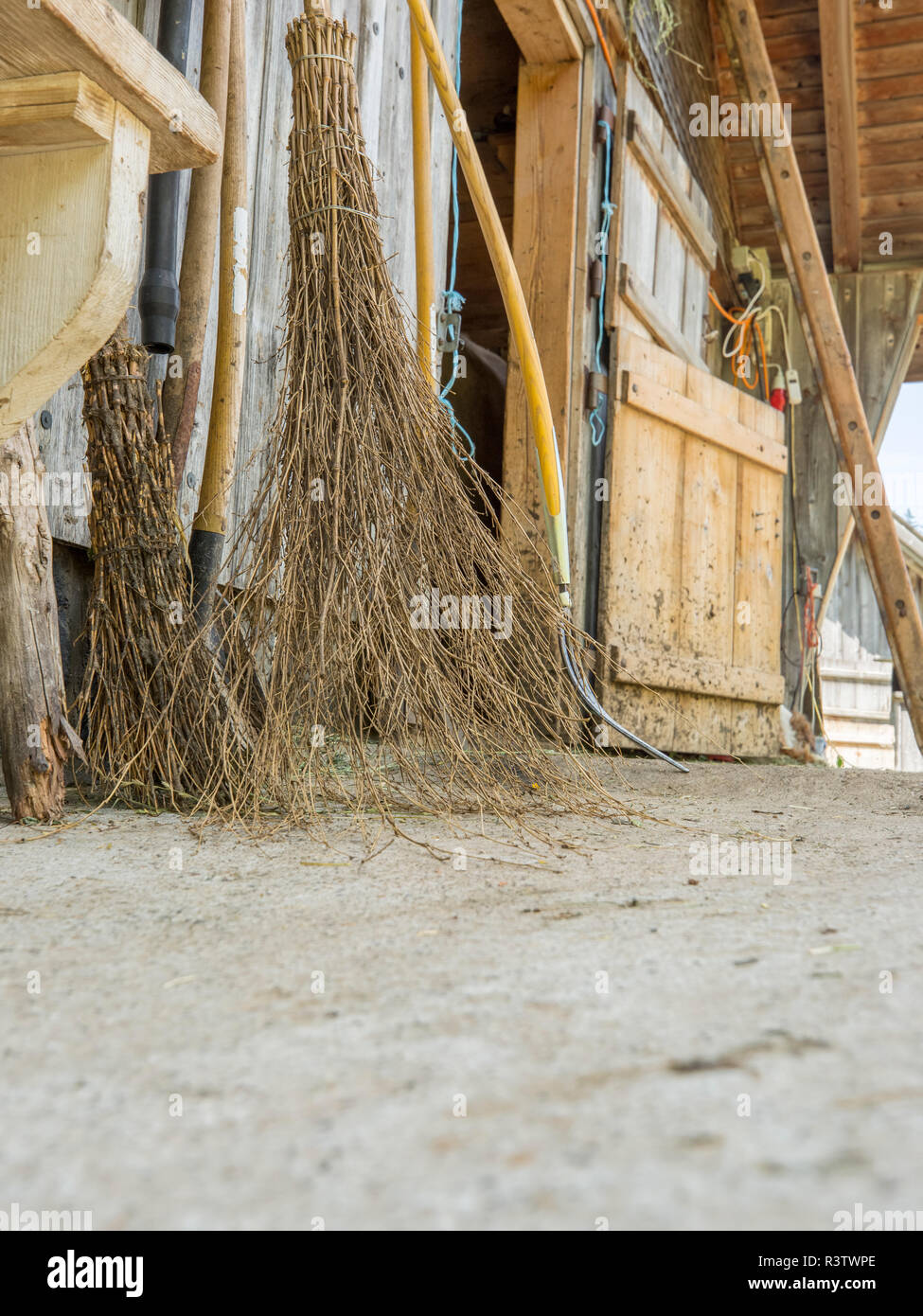 Traditional Swiss barn tool for cleaning-up after dairy cattle Stock ...