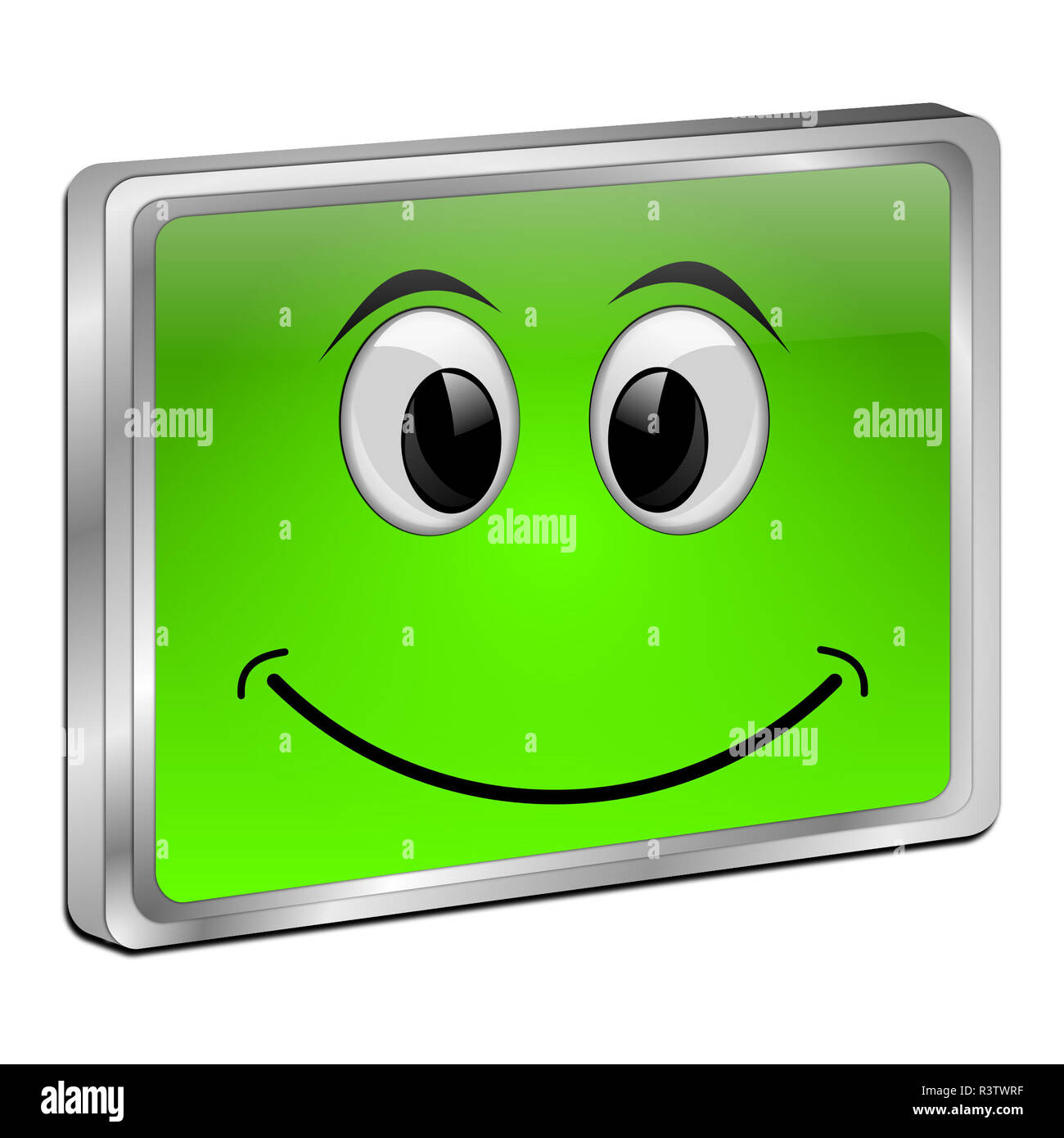Button with smiling face Stock Photo - Alamy