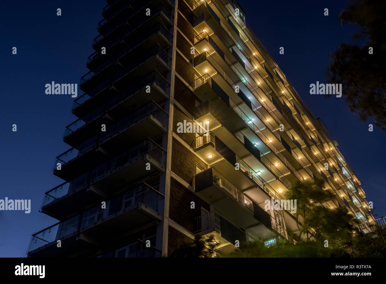 Mid-century apartment block at dawn Stock Photo - Alamy