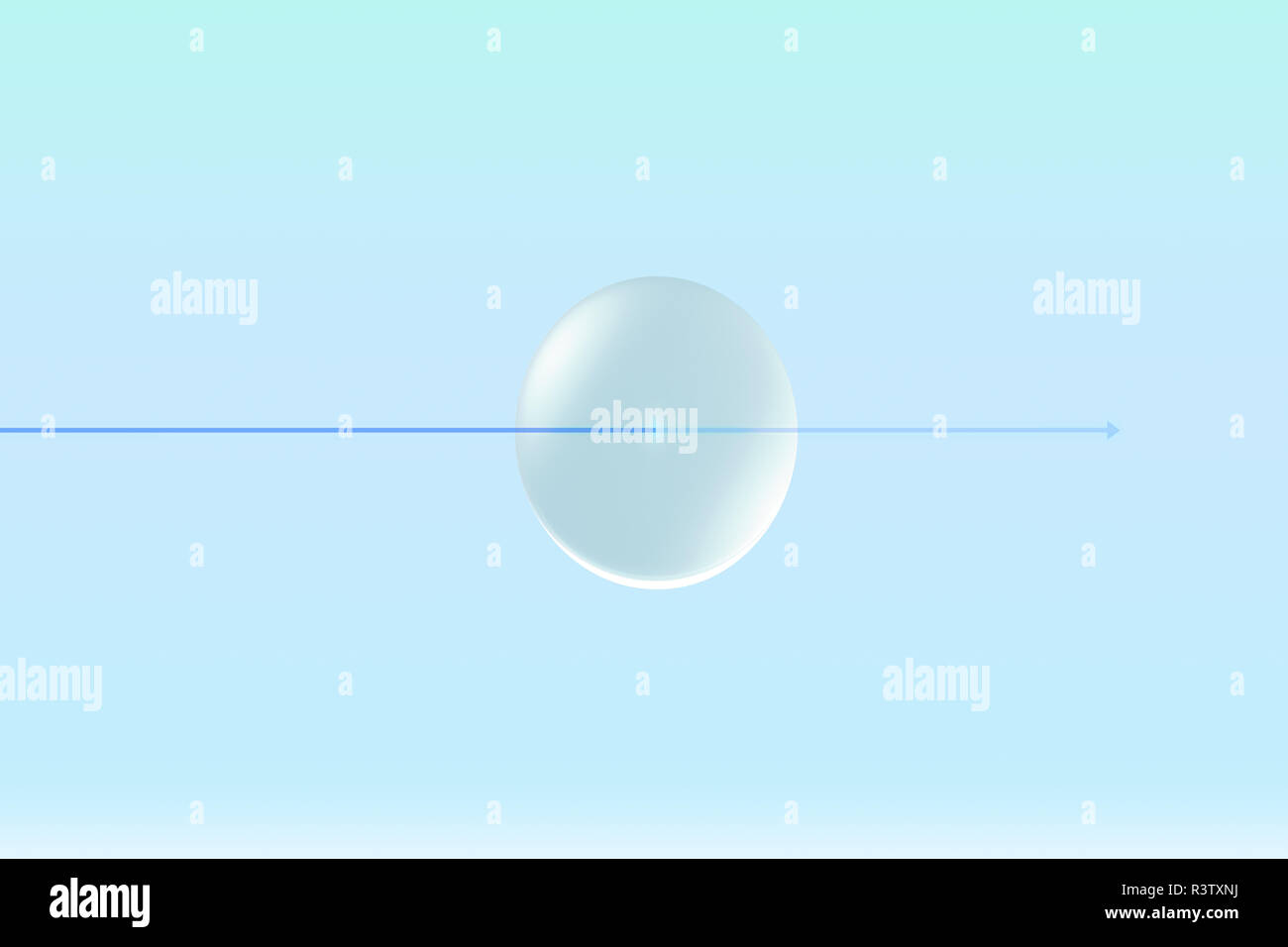 glass lens with blue light over with arrow Stock Photo - Alamy