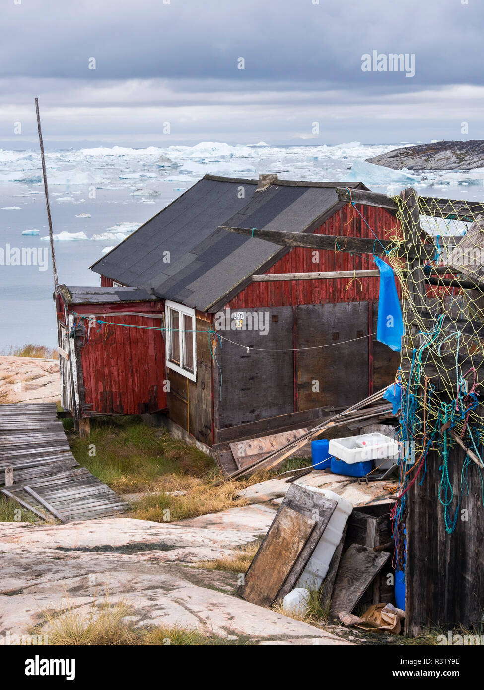 Traditional fishermen's hut. The icefjord nearby is listed as UNESCO ...