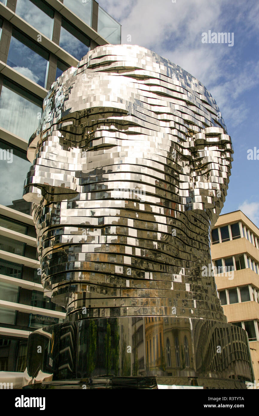 The twisting and reflective sculpture depicting the head of writer ...