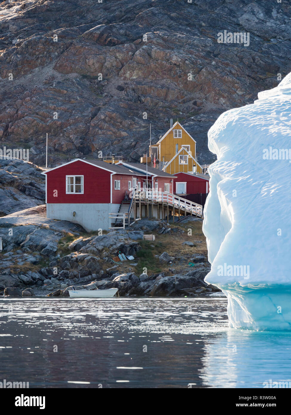Ikerasak, a small traditional fishing village on Ikerasak Island in the ...