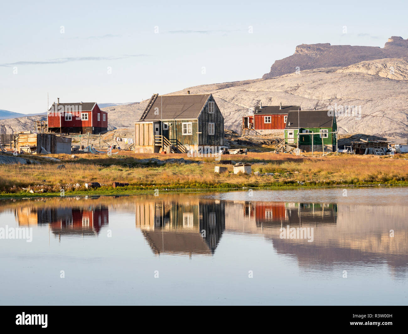 Ikerasak, a small traditional fishing village on Ikerasak Island in the ...